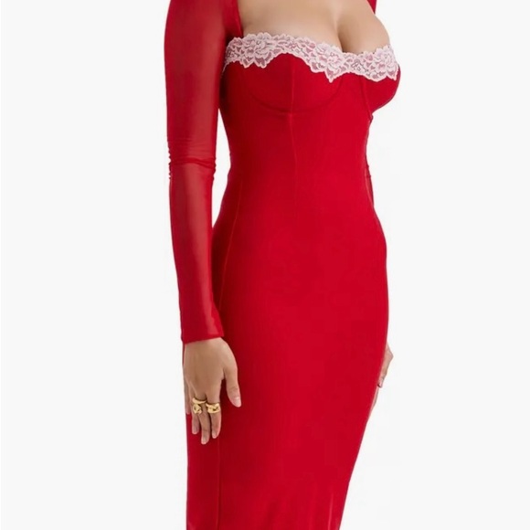 House of CB | Dresses | House Of Cb Red Seraphina Corset Dress S With ...